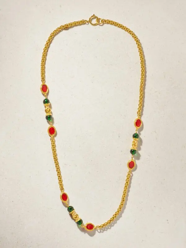 SUSAN CAPLAN Chanel Vintage 1980 Gold-plated Gripoix Crystal Necklace - Multi