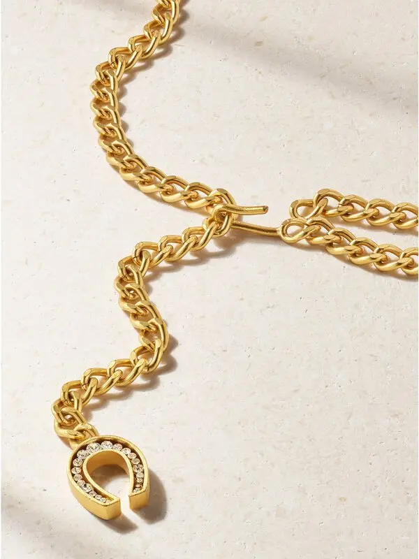 SUSAN CAPLAN Chanel Vintage 2002 -plated Swarovski Crystal Chain Belt