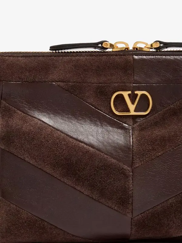 Valentino Garavani Panthea Suede And Leather Shoulder Bag - Brown