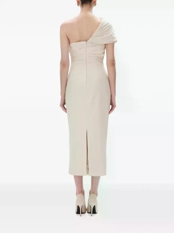 Rachel Gilbert Clay One-shoulder Ruched Midi Dress