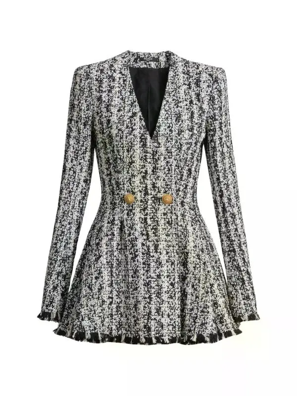 Balmain Two-tone Flared Tweed Dress