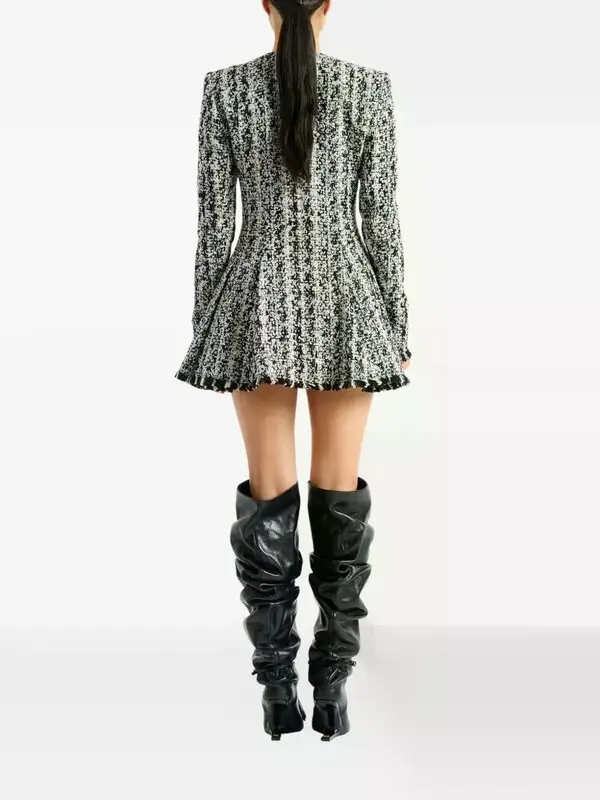 Balmain Two-tone Flared Tweed Dress