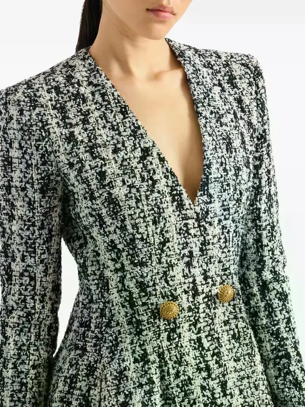 Balmain Two-tone Flared Tweed Dress