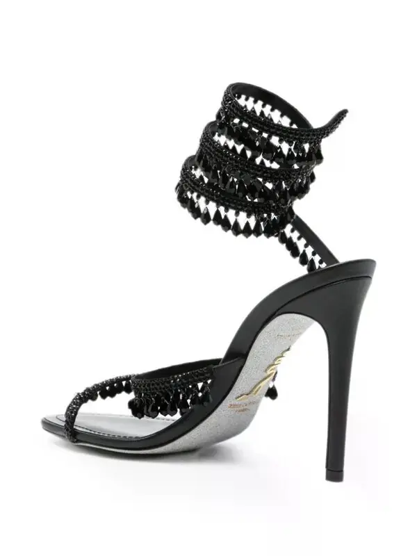 Rene Caovilla Cleo Bead-embellished Stiletto Sandals - Black