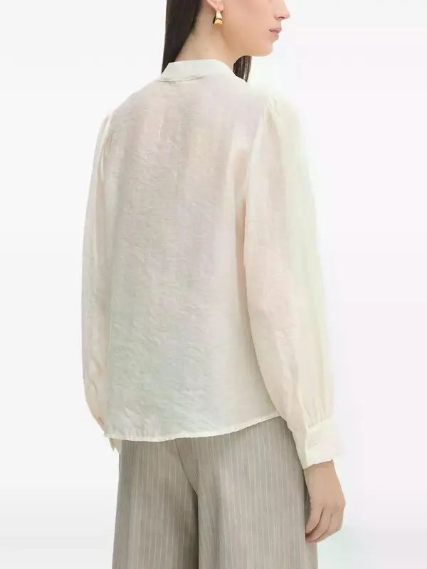 HAVEONE Ruffled Front-tie Blouse