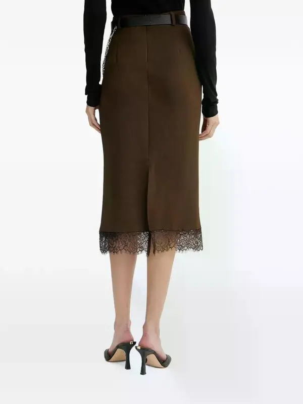 HAVEONE Lace-trim Chain-link Midi Skirt