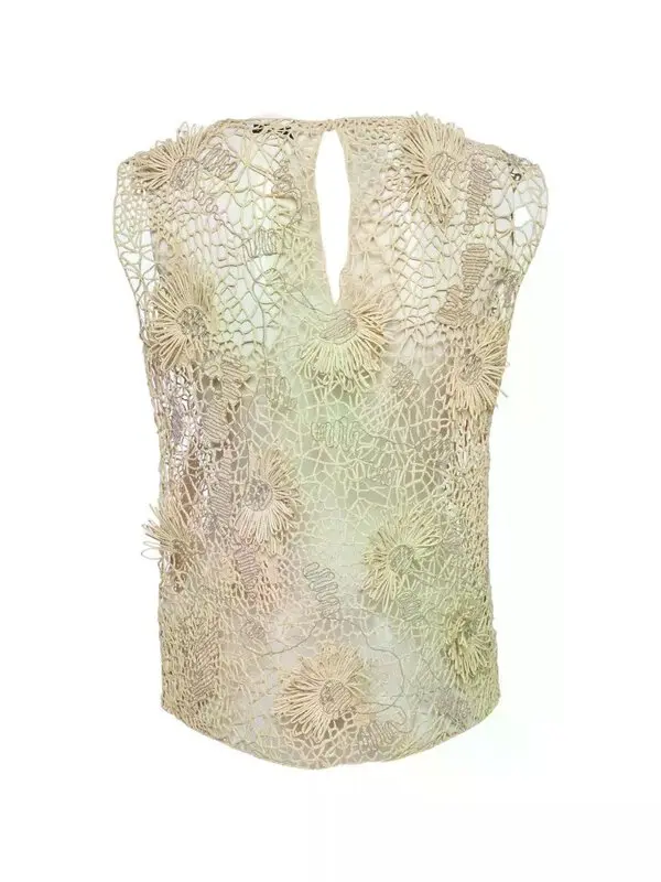 Brunello Cucinelli Monili Crochet Floral Appliqué Top