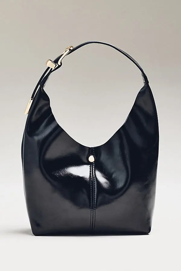 Anthropologie Love Knot Burnished Buckle Mi Slouchy Bag - Black