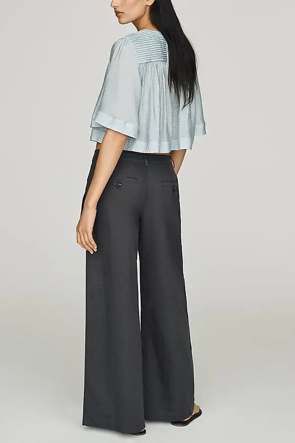 SELF CONTRAST Rio Button Mid-rise Wide-leg Trousers Pants