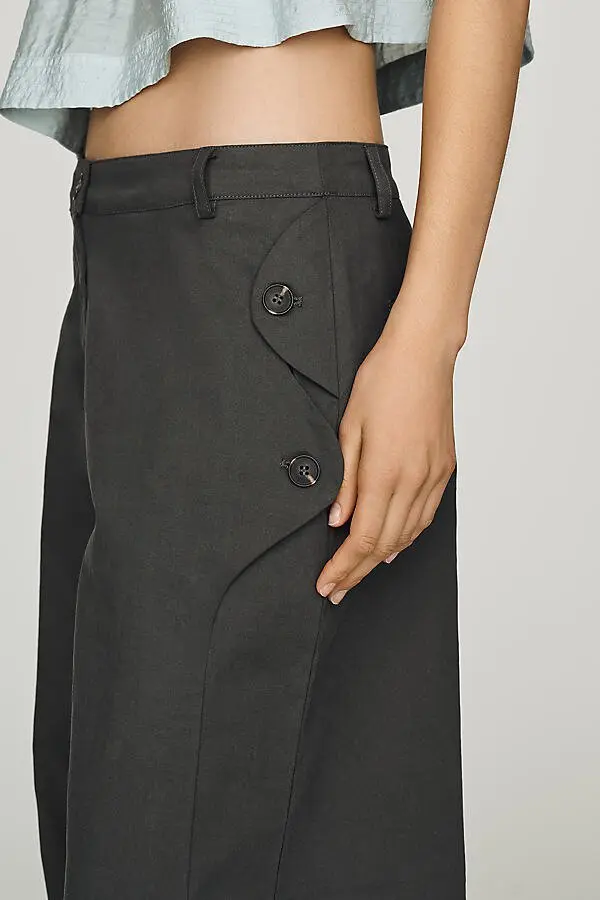 SELF CONTRAST Rio Button Mid-rise Wide-leg Trousers Pants