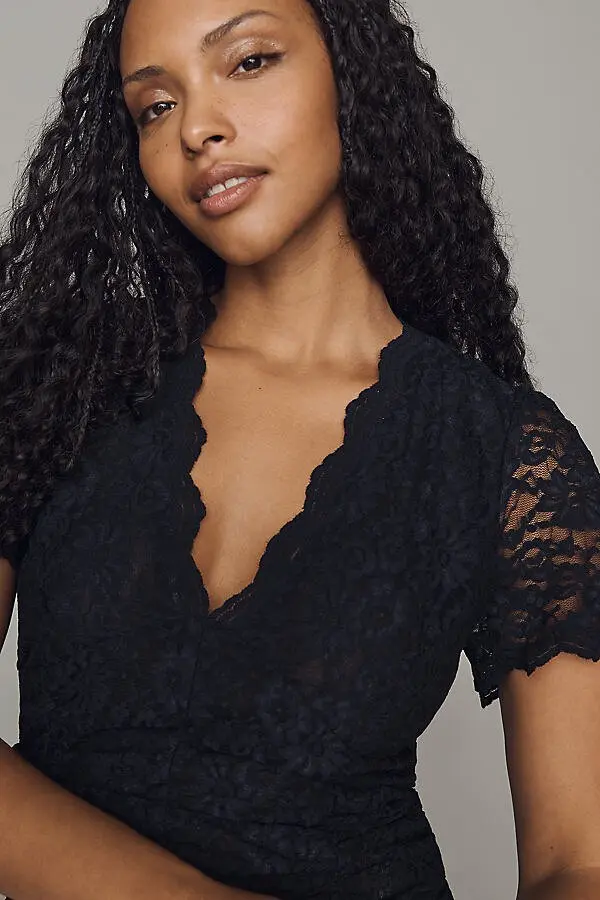 Anthropologie Lace Plunge Tee