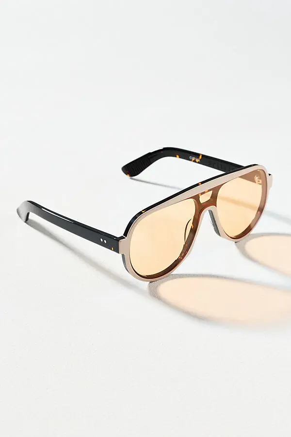 SPITFIRE Shield Aviator Sunglasses - Brown Pattern