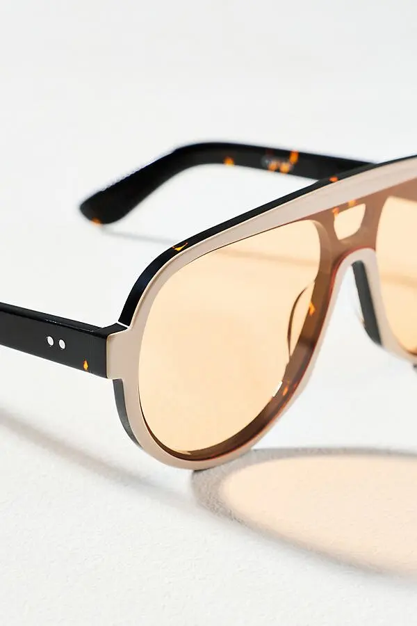 SPITFIRE Shield Aviator Sunglasses - Brown Pattern