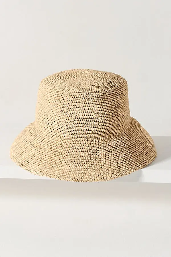 Anthropologie Octopus Straw Bucket Hat