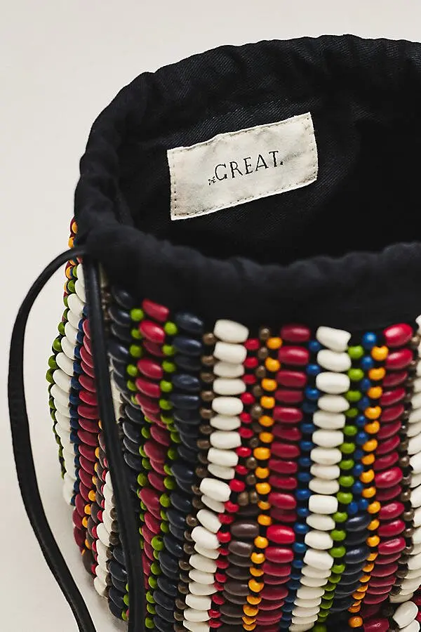 Anthropologie The Great. Beaded Cched Bucket Bag