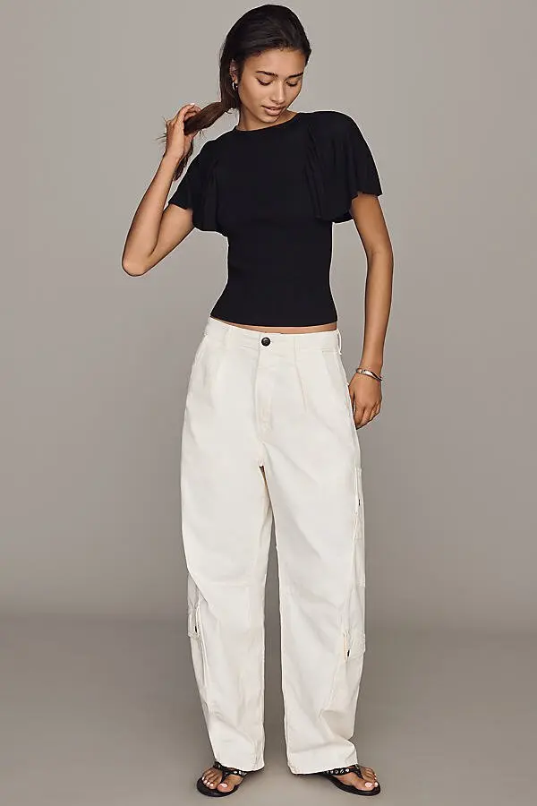 Anthropologie Draped Ruffle-sleeve Sweater