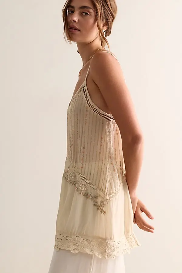 Free People Intimately Embellished Mini Slip Dress - Tea