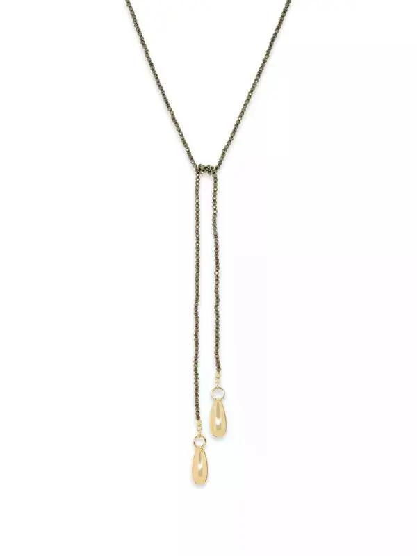 MARLYN SCHIFF Sage Beaded Lariat Necklace - Grey