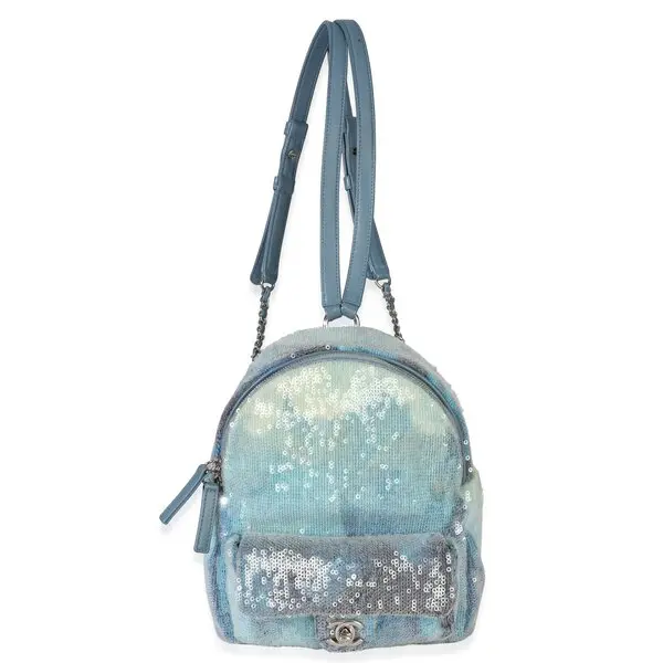 Chanel Embellished Sequin Backpack - Blue