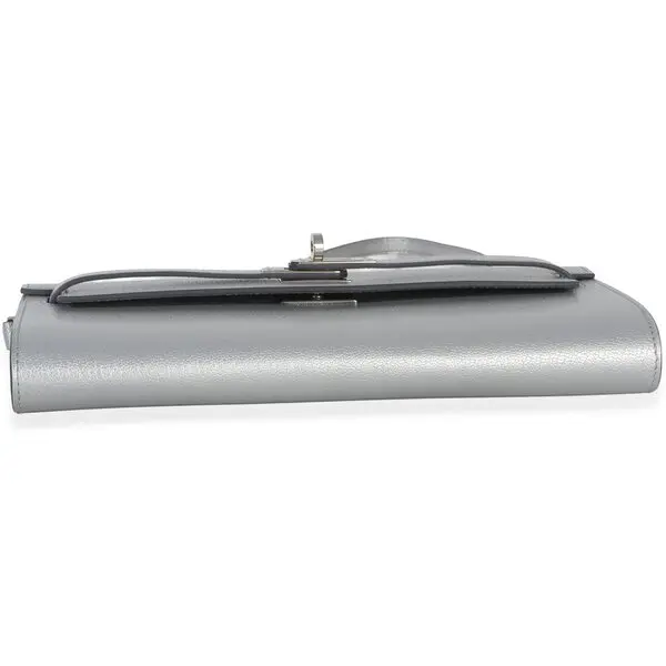 Hermès Argent Metallic Chevre Chamkilight Kelly Wallet To Go - Silver