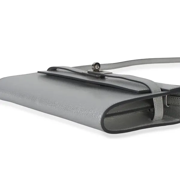 Hermès Argent Metallic Chevre Chamkilight Kelly Wallet To Go - Silver