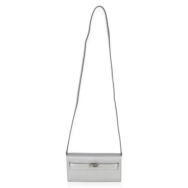 Hermès Argent Metallic Chevre Chamkilight Kelly Wallet To Go - Silver