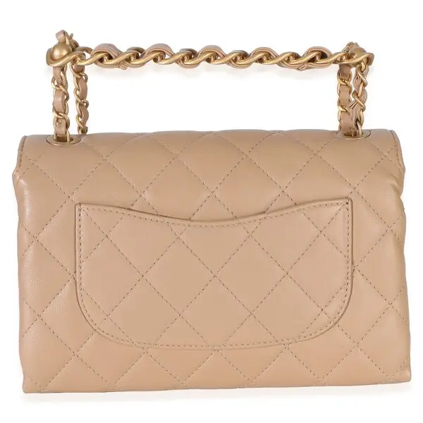 Chanel Quilted Lambskin Flap Bag With Chain Top Handle