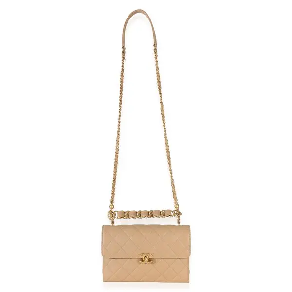 Chanel Quilted Lambskin Flap Bag With Chain Top Handle