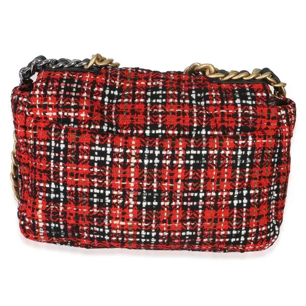 Chanel Black Multicolor Quilted Tweed 19 Flap Bag