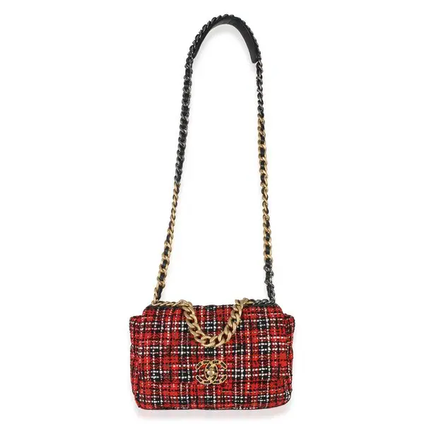 Chanel Black Multicolor Quilted Tweed 19 Flap Bag