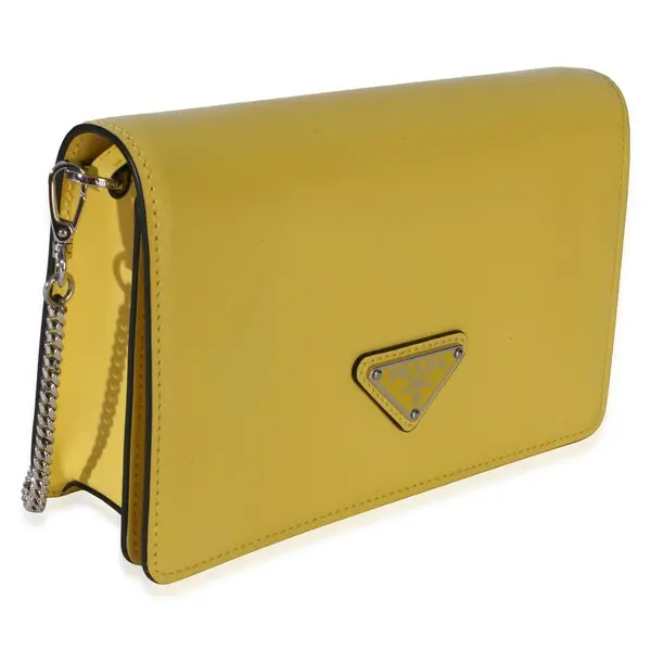 Prada Spazzolato Triangle Chain Crossbody Bag