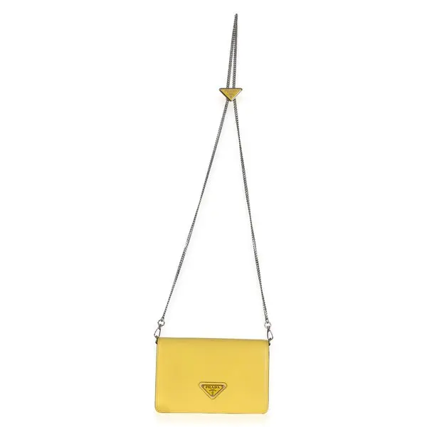 Prada Spazzolato Triangle Chain Crossbody Bag