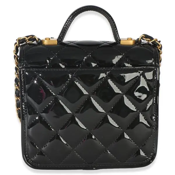 Chanel Quilted Patent School Memory Top Handle Flap Bag