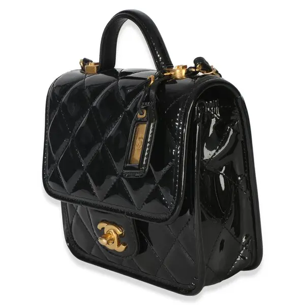 Chanel Quilted Patent Top Handle Flap Bag