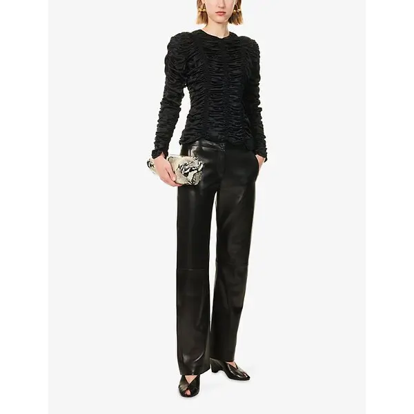 Khaite Rory Ruched Silk Top - Black