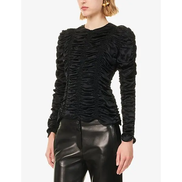 Khaite Rory Ruched Silk Top - Black