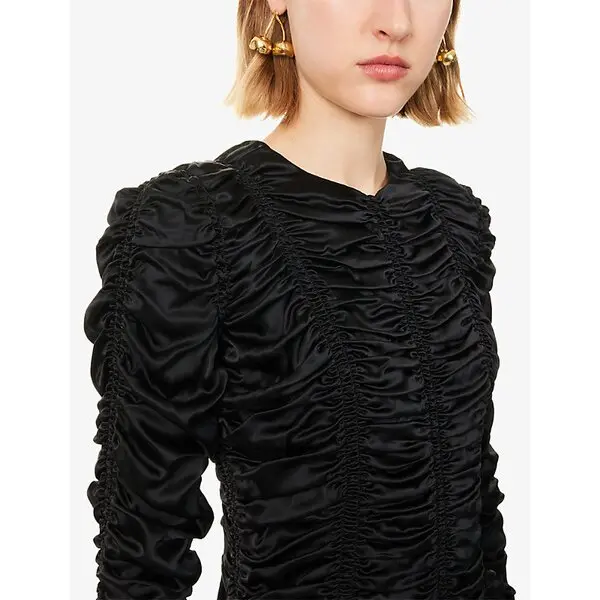 Khaite Rory Ruched Silk Top - Black