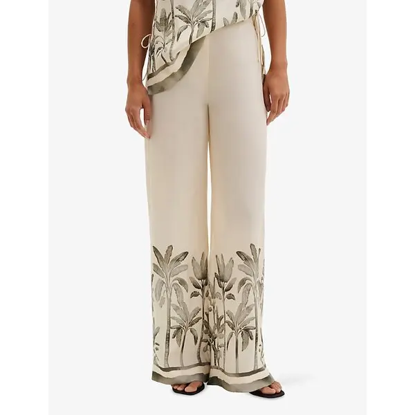 MALINA Izabelle Tree Print Wide-leg Woven Trousers