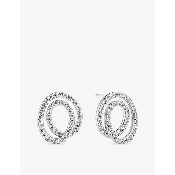 SIF JAKOBS Rhodium-plated Sterling And Cubic Zirconia Stud Earrings - Silver