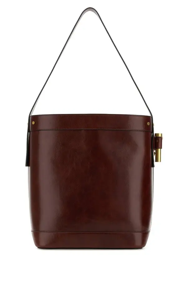 Versace Burgundy Leather Bucket Bag