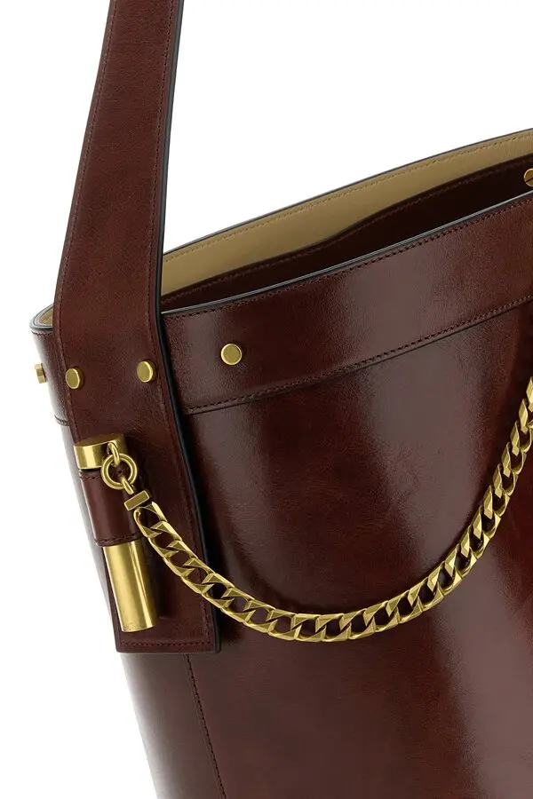 Versace Burgundy Leather Bucket Bag
