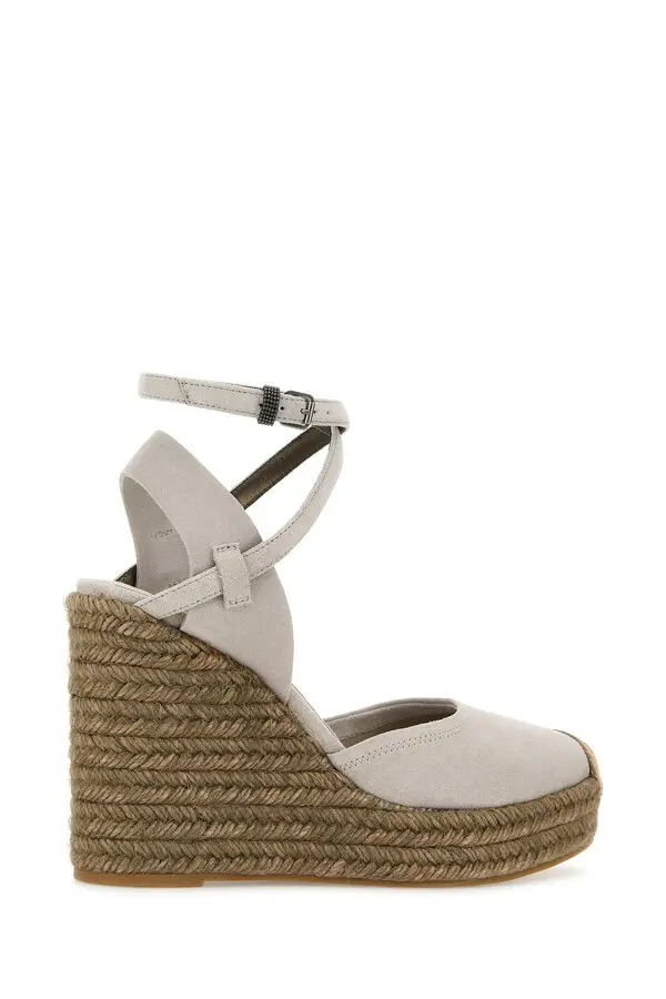 Brunello Cucinelli Light Suede Wedges