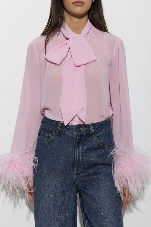 SELF-PORTRAIT Shirt With Ostrich Feathers