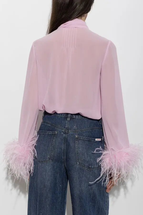SELF-PORTRAIT Shirt With Ostrich Feathers