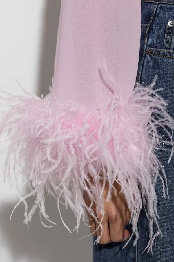 SELF-PORTRAIT Shirt With Ostrich Feathers