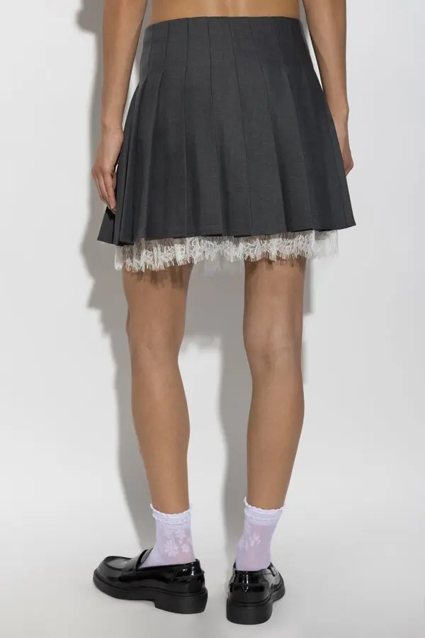 SELF-PORTRAIT Pleated Skirt With Lace Trim