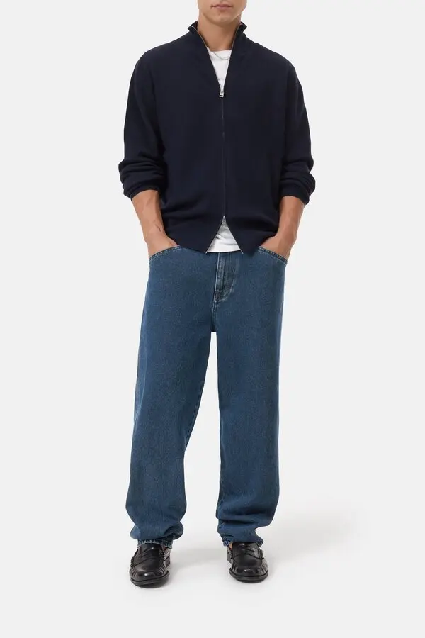 Closed Zippered Long-sleeve Sweater