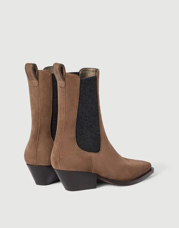 Brunello Cucinelli Suede Chelsea Boots With Precious Loop Detail