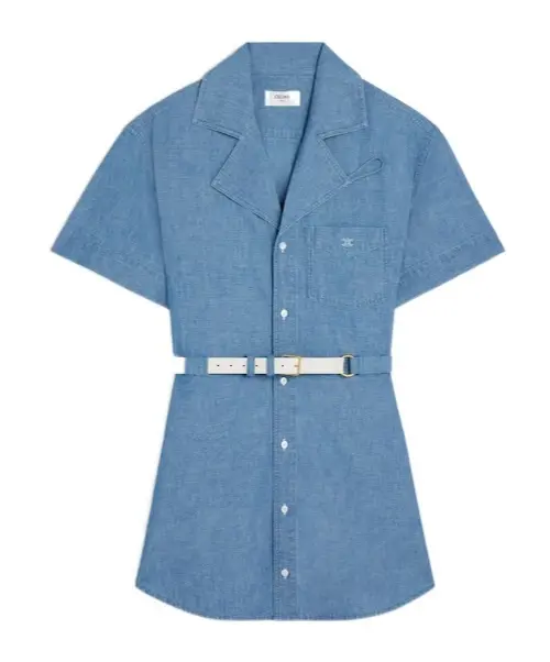 Celine Dress In Cotton Denim - Blue
