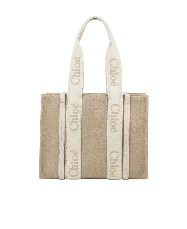 Chloé Logo-tape Detail Tote Bag - Nude